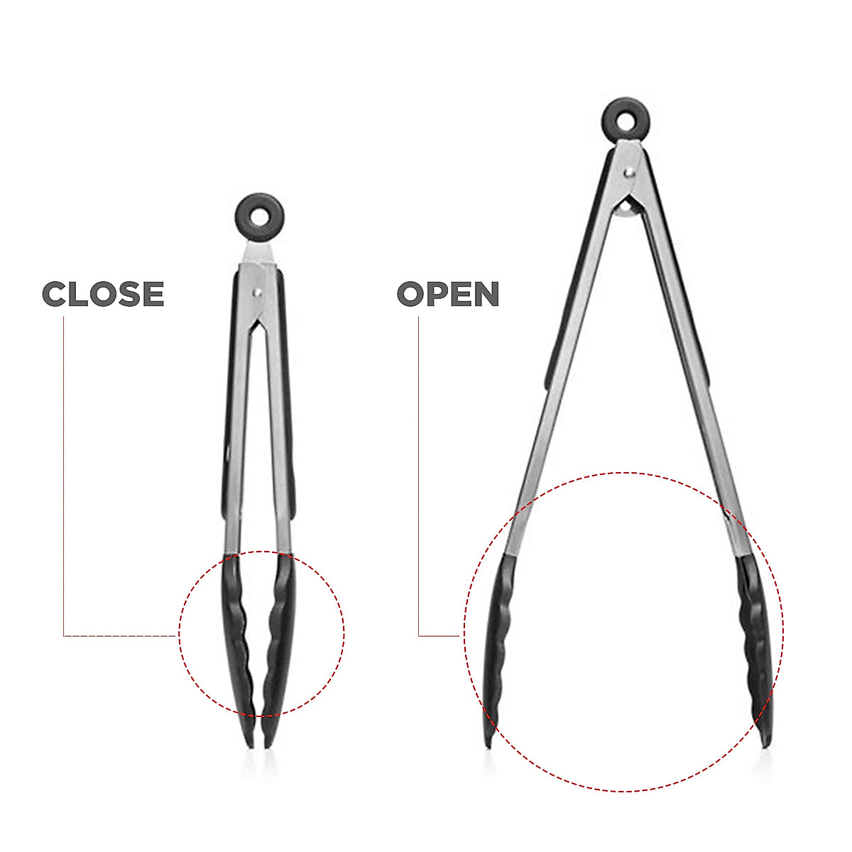 Daily Kitchen Slotted Spatula and Cooking Tongs Set Heat Resistant Silicone and Stainless Steel - 3-Piece Set