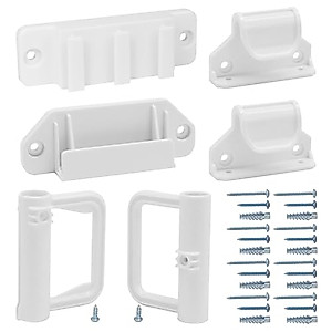 KISKIZ Retractable Baby Gate Replacement Parts Kit (White) Retractable Pet Gate Hardware Full Set Wall Mounting Accessories with Brackets Anchors and Screws Baby Gate Accessories Retractable Dog Gate