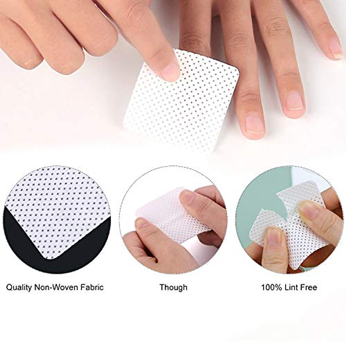 400 PCS Lash Extension Glue Wipes EBANKU Lint Free Glue Cleaning Cotton Pads for Eyelash Extensions Non Woven Nail Polish Remover Wipe Supplies - White