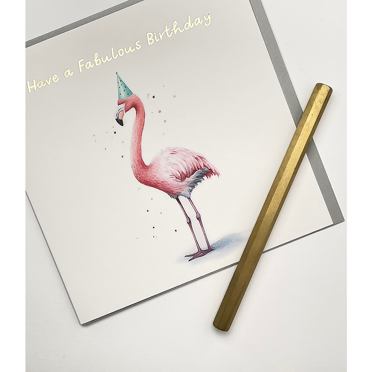 Old English Co. Fabulous Flamingo Birthday Card for Her - Fun Flamingo Party Hat Birthday Card for Mum, Dad, Daughter, Son - Gold Foil Birthday Card for Women and Men | Blank Inside with Envelope