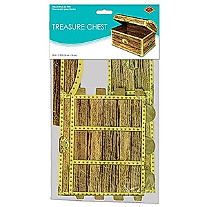 Beistle Novelty Three Dimensional Treasure Chest Treat Box Pirate Theme Party Favors, 8" x 5½" x 5½", Multicolored