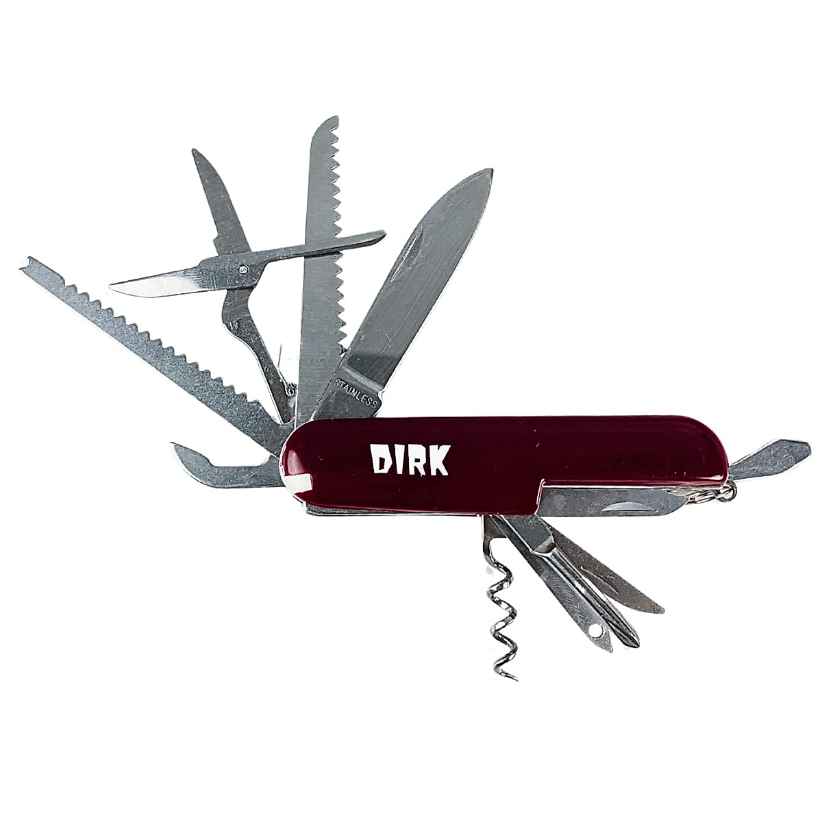 ADROIT 11-in-1 Multi Function Outdoorsman's Mini Pocket Knife | Stainless Steel | Bright Red Handle | Compact Design | Includes Bottle Opener, Corkscrew, 2 Saw blades, Knife, Scissors, and More