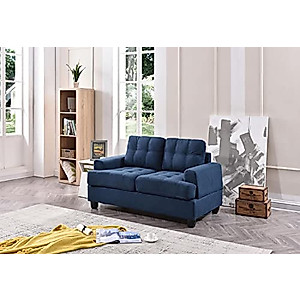 Glory Furniture Upholstered Love Seat, Navy Blue Suede