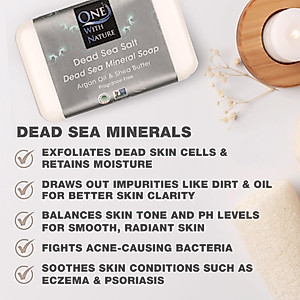 One With Nature 7oz Bar Soap Variety 3Pk-Dead Sea Mud, Activated Charcoal, and Dead Sea Mineral Soap with Argan Oil & Shea Butter - Dead Sea Salt Contains Magnesium, Sulfur & 21 Essential Minerals