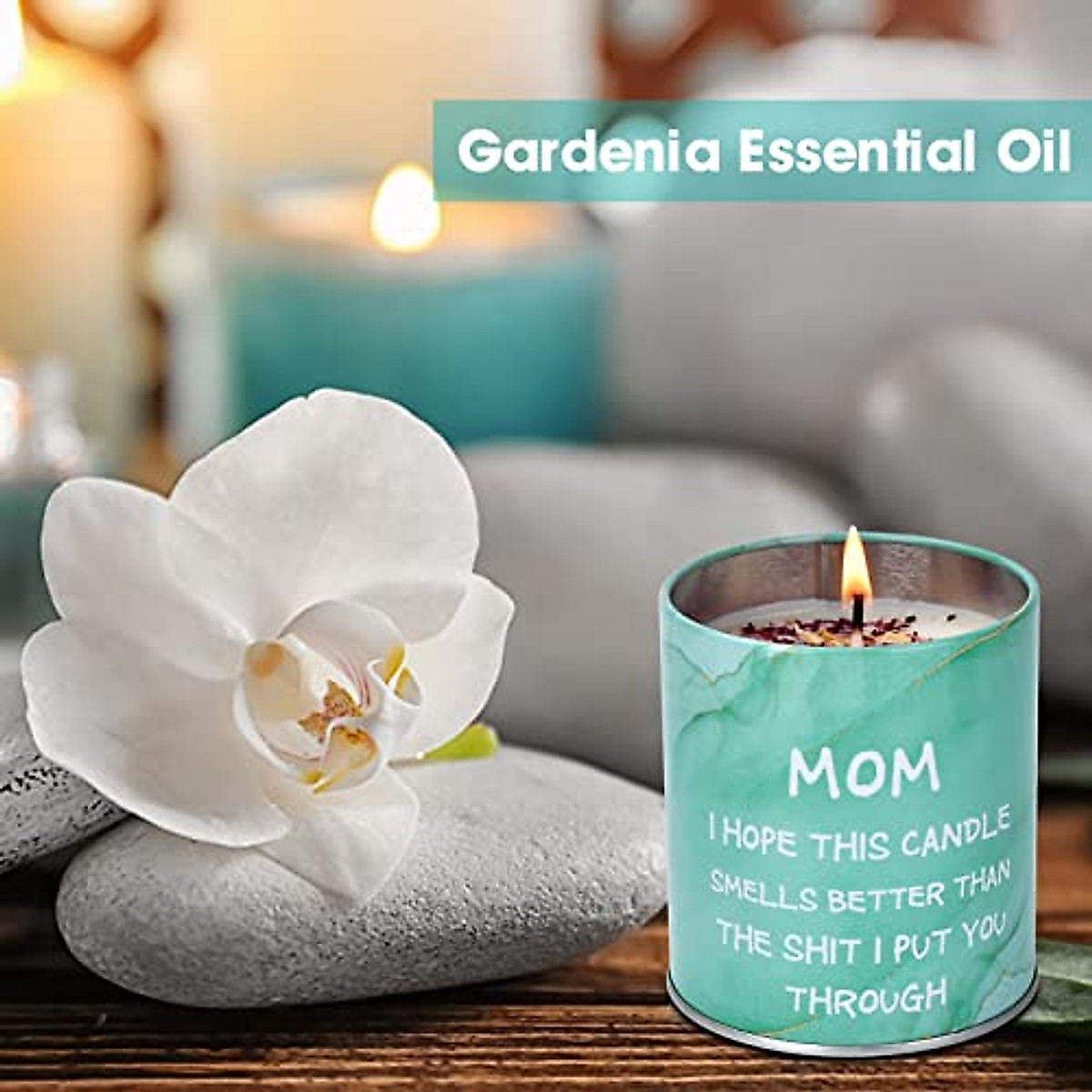 Scented Candles Gifts for Mom from Daughter, Son - Mothers Day Gifts - Mom Gifts, Unique Gifts for Women - Funny Birthday Christmas Gifts for Mom- Gardenia Scented Candles,9 oz
