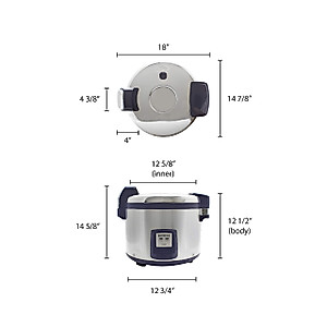 Thunder Group 30 cup/ 60 bowls rice cooker, NSF and ETL certified, stainless steel, digital pad, comes in each