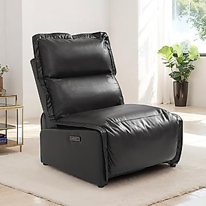 EASELAND Electric Single Sofa Bed, Adjustable Leather Power Sofa, Sleeper Recliner Chair Bed with USB for Living Room, Study (Grey)