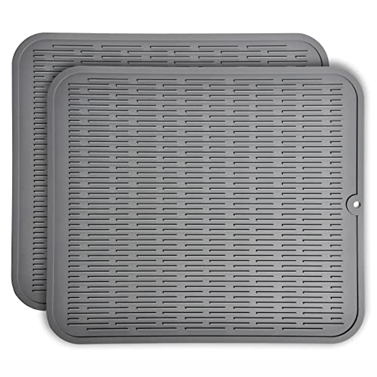 Extra Large Silicone Trivet Heat Resistant Mat 18'' x 16'' Set of 2 Dish Drying Mats Kitchen Counter Rack Sink Drainer Pad Hot Pot Trivet Dishwasher Safe (Grey)