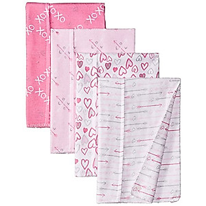 Luvable Friends Unisex Baby Cotton Flannel Burp Cloths, Love, One Size