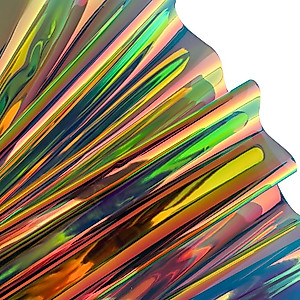 ONEART | 16 Gauge Holographic Iridescent Plastic Vinyl, 16"x54" Transparent Vinyl Fabric-Cadet Blue