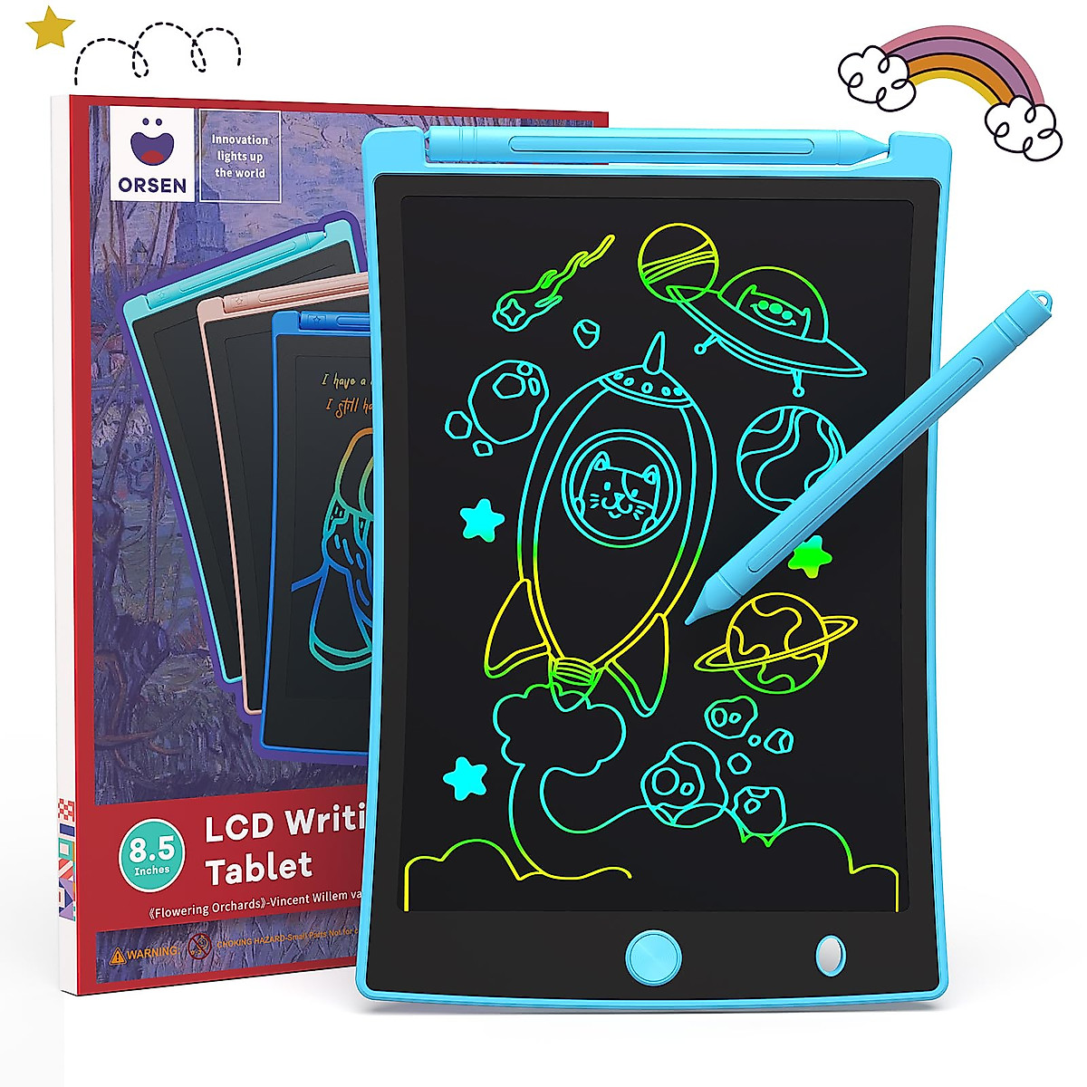 Orsen Colorful 8.5 Inch LCD Writing Tablet for Kids, Electronic Sketch Drawing Pad Doodle Board, Toddler Learning Educational Toys Gifts for Girls&boys 3 4 5 6 7