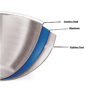 Tri-Ply Stainless Steel Cookware Deep Fry Pan 1.5 LTR with Glass Lid Induction Bottom Stir Fry Pan Deep Kadai Frying Pan Multipurpose Stewpot Skillet