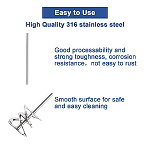 ONiLAB 18204526 316L Stainless Steel Spiral Stirrer, 50mm Stirrer Diameter, 8 mm Shaft Diameter, 250 mm Shaft Length
