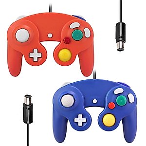 Liphontcta GALGO Gamecube Controllers, Classic Controller for Nintendo Gamecube and Compatible with Wii (Red & Deep Blue)