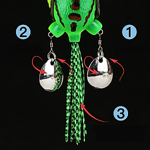 Topwater Frog Lures, Hollow Body Silicone Soft Frog Lure, Sequins Weedless Topwater Lures, Topwater Frog Crankbait Tackle No. 3 Color