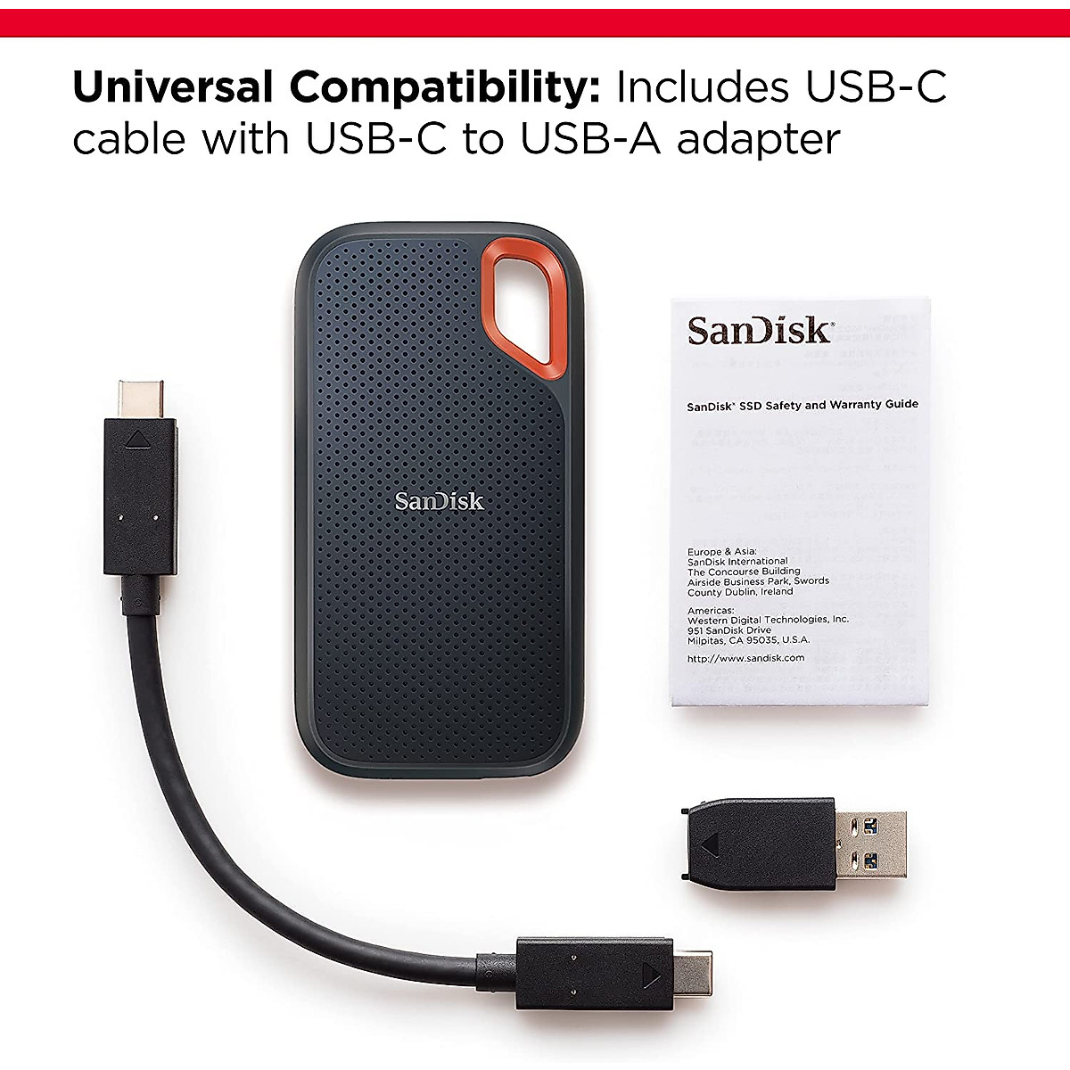 SanDisk 4TB Extreme Portable SSD - Up to 1050MB/s, USB-C, USB 3.2 Gen 2, IP65 Water and Dust Resistance, Updated Firmware - External Solid State Drive - SDSSDE61-4T00-G25