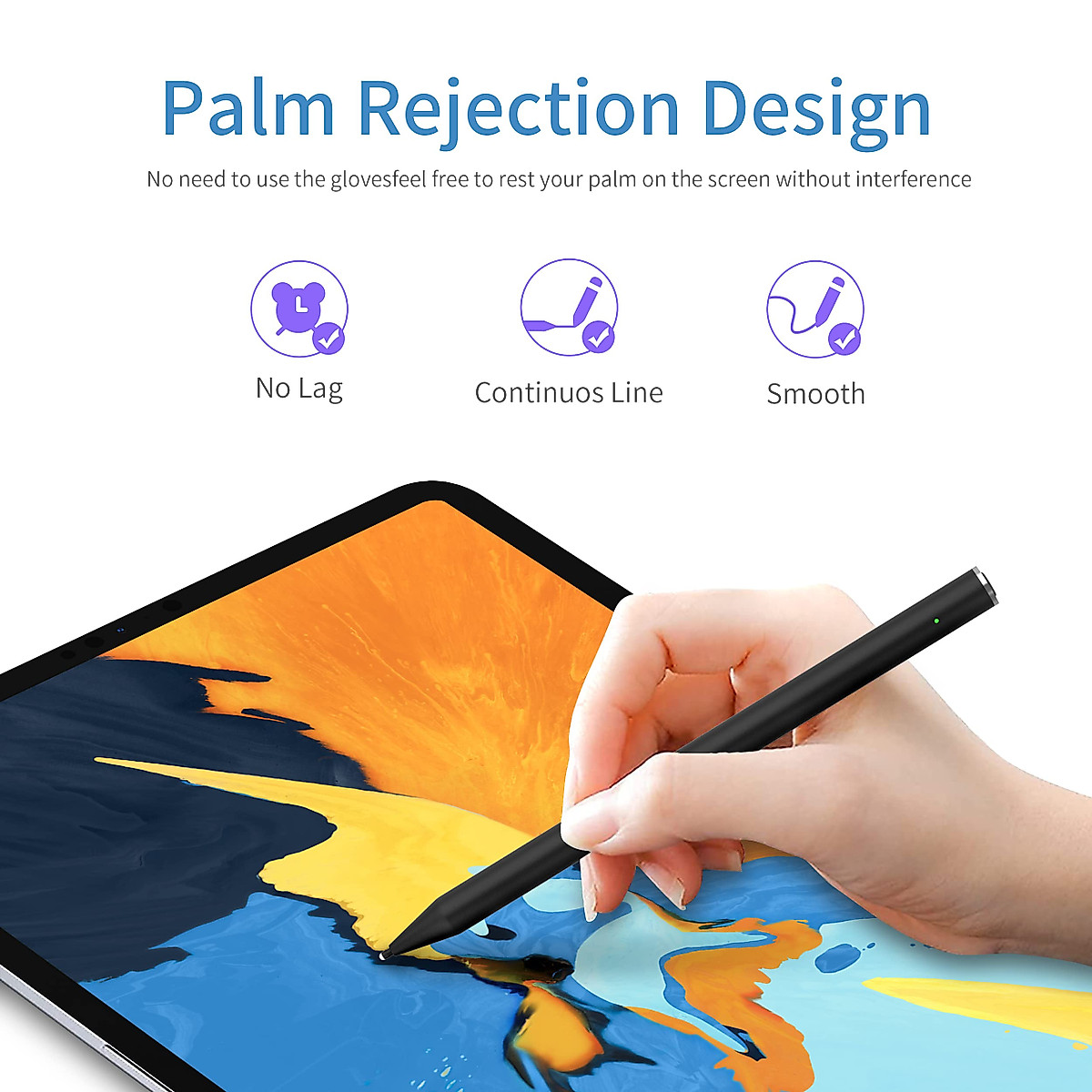 Bluetooth 4.2 Stylus Pen for Microsoft Surface Pro 8, Laptop 4/3/2/1, Surface Book 3/2/1 Laptop and Other Tablets with 4069 Pressure and Tilt Sensitivity,Palm Rejection,Magnetic Design (Black)