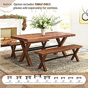LUE BONA 71 inch Dining Table for 6-8, Solid Wood Farmhouse Kitchen Table with Natural Wood Grain, Heavy Duty Rectangular Kitchen Dining Table for Home and Dining Room, Light Brown