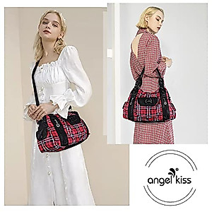 Angel Kiss Women Handbags Shoulder Bags Washed Leather Satchel Tote Bag Mutipocket Hobo Purse