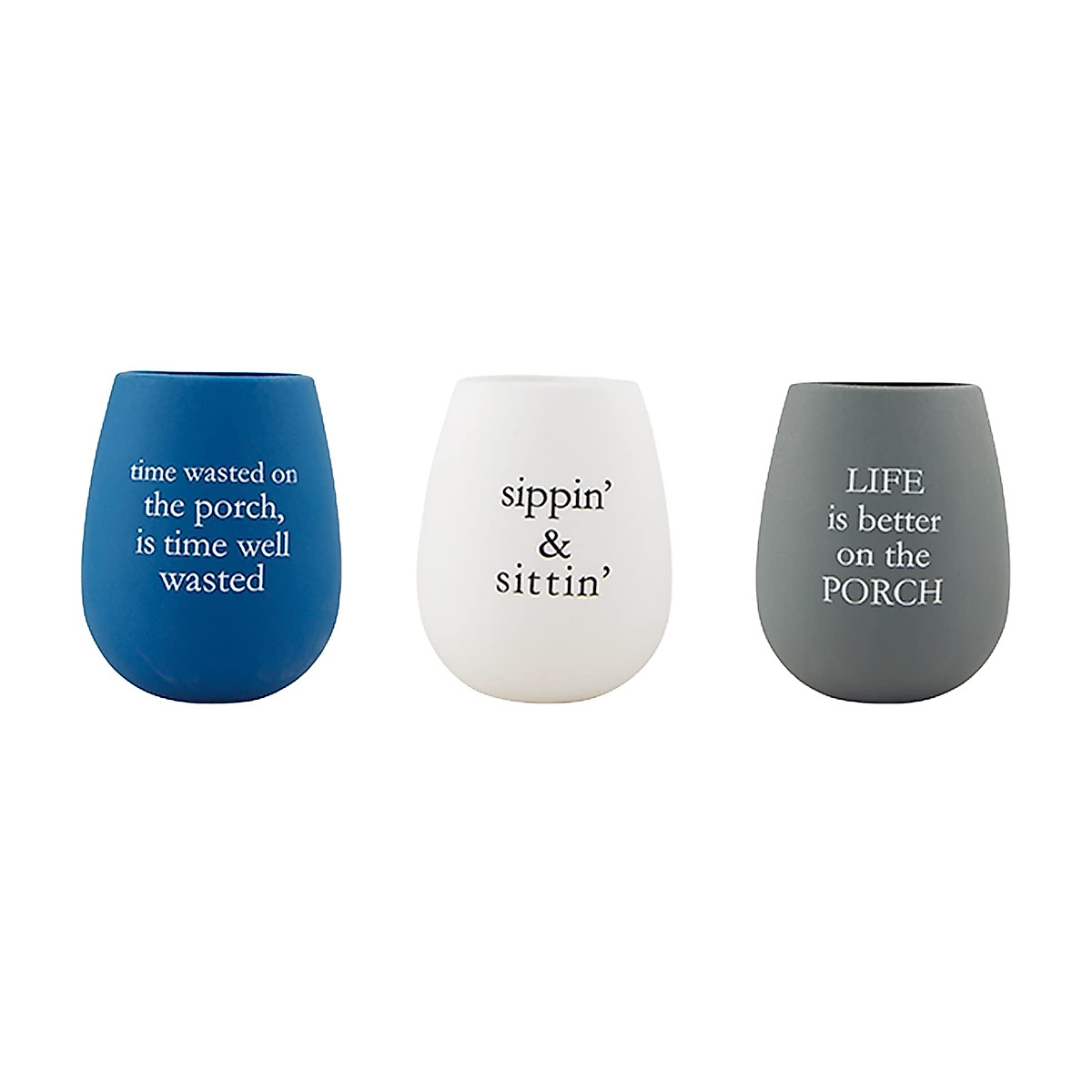 Mud Pie Porch Silicone Wine Glass, Time Wasted, 16 oz