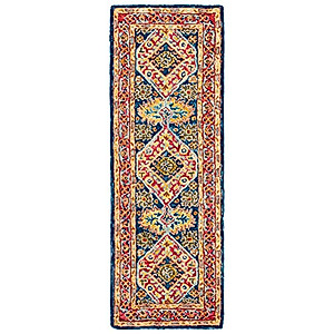 SAFAVIEH Aspen Collection 2'3" x 7' Red/Blue APN523Q Handmade Boho Wool Runner Rug