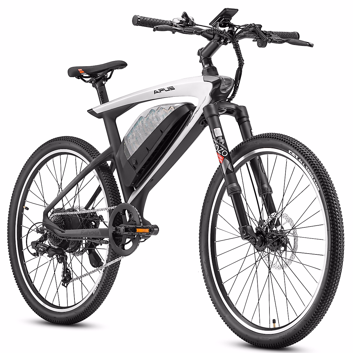 eAhora APUS Peak 1000W Electric Bike 20Ah Carbon Fiber Electric Bikes 26 Inch Electric Mountain Bike,Color Display with USB Port, GRAY