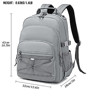 mygreen Girls Boy School Backpack Elementary Middle Bookbag Teenager Waterproof Lightweight 16 Inches Grey