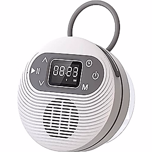 JOYMUZ Shower Speaker FM Radio Waterproof Bluetooth 5.0 Wireless Built-in Mic with Suction Cup, 10H Playtime for Home, Beach, Camping, Hiking