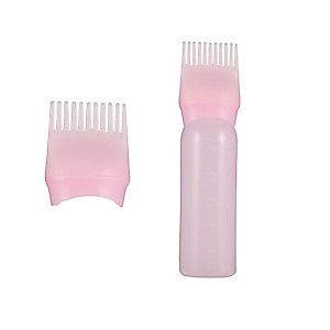 2PCS Root Comb Applicator Bottle, Empty Bottle Styling Tool Dyeing Shampoo Bottle, Hair Dye Applicator Brush Bottles Dyeing Shampoo Bottle (Purple&Pink)