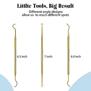 Hotop 3 Pieces Dog Dental Tooth Scaler and Scraper Stainless Double Headed Tarter Remover Scraper Pet Teeth Cleaning Tools for Dog and Cat (Gold)