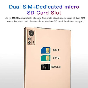 PUSOKEI 10 Inch Tablet PC,Android 11,6G 256G Storage,2.4G/5G Dual Band WiFi,mt6750 Octa Core Processor,Front 1600W Rear 3200W Dual Camera,4G Calling Tablet,7000mAh Battery,US Plug(Gold)