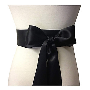 Wedding Sash Bridal Belts Simple Classic Silk Ribbon Sash, Black, Size One Size
