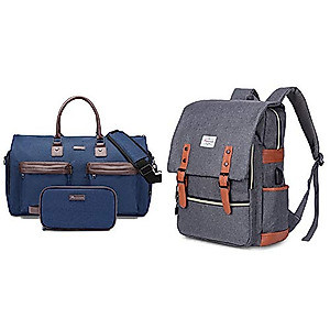 Modoker Vintage Laptop Backpack for Women Men, Convertible Garment Bag with Toiletry Bag, Carry on Garment Duffel Bag for Men Women