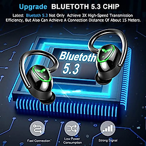 Wireless Earbud, Bluetooth 5.3 Headphones Sport Wireless Earphones in Ear Noise Cancelling Earbud with Dual Mic, Over Earhooks Ear Buds IP7 Waterproof 48H Deep Bass Headset for Running Gym USB-C[2022]