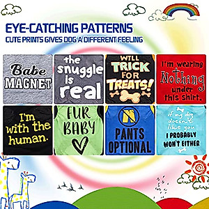 8 Pieces Dog Shirts Pet Printed Clothes with Funny Letters Summer Pet T Shirts Cool Puppy Shirts Breathable Dog Outfit Soft Dog Sweatshirt for Pet Dogs Cats (Classic Pattern,Small)