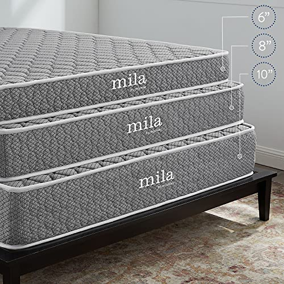 Modway Mila 6” Narrow Twin Mattress - Firm 6 Inch- 10-Year Warranty