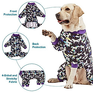 LovinPet Large Breed Dog Clothes, Wound Care/Post Surgery Recovery Shirt for Large Dogs, Unicorns in Space Black Print, UV Protection, Pet Anxiety Relief, Large Dog Onesie, Pet PJ's/Large