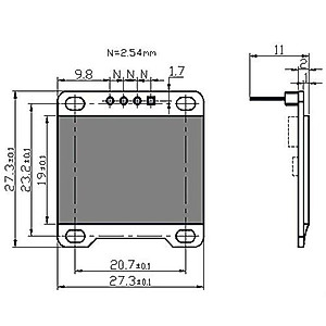 0.96 OLED Display Module, FBHDZVV 128 x 64 Pixel IIC 12864 OLED Blue I2C 0.96inch OLED Display IIC Serial with SSD1306 Chip Compatible with Raspberry Pi