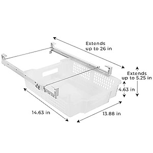 Smart Design Adjustable Pull Out Refrigerator Drawer - Extra Large, Set of 2 - BPA Free - Holds 20 lbs - Extendable Sliding Fridge Bin, Freezer, Pantry Food Holder Storage Organizer - Kitchen - Clear