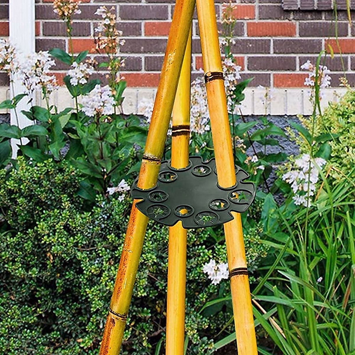 Bamboo Cane Holder Plastic Plant Support Garden Stakes Connector Caps Climbing Plants Growth Aids 12 Holes for Sweet Peas Beans Tomatoes Cucumbers 5 Pack