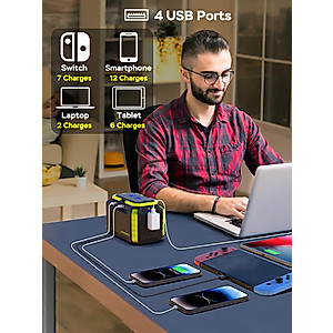 MARBERO Solar Power Bank Set - Solar Panel 60W and 110V 150W Peak AC Outlet, DC Ports, USB Ports 150Wh Portable Power Station for CPAP Home Camping Emergency