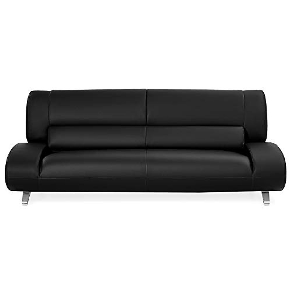 Zuri Furniture Modern Aspen Black Microfiber Leather Sofa