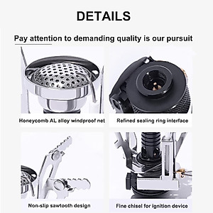 Camping Stove Portable Backpacking Stoves - Backpack Camp Stove with Piezo Ignition Stable Support Wind resistance Gas Stove Backpacking Gear for Camping Hiking Outdoor Cooking