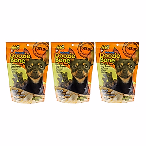 Fido Naturals Doozie Bones Dental Care Treat for Dogs, Peanut Flavored, Made with Sunflower, Chia, & Flax Seeds-Naturally Freshens Breath, Reduces Plaque & Whitens Teeth 21ct - Mini Treats (Pack of 3)