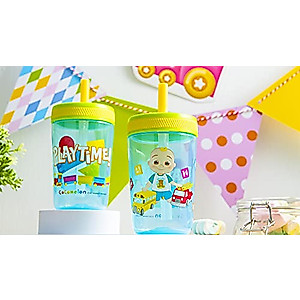 Zak Designs 15oz Cocomelon Kelso Tumbler Set, Leak-Proof Screw-On Lid with Straw Made of Durable Plastic and Silicone, Perfect Bundle for Kids, 1 Count (Pack of 1)