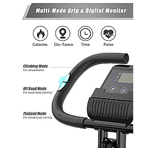 Folding Exercise Bike with Arm Resistance Bands, Magnetic Upright Indoor Cycling Bike Stationary for Home Gym & Cardio Workout