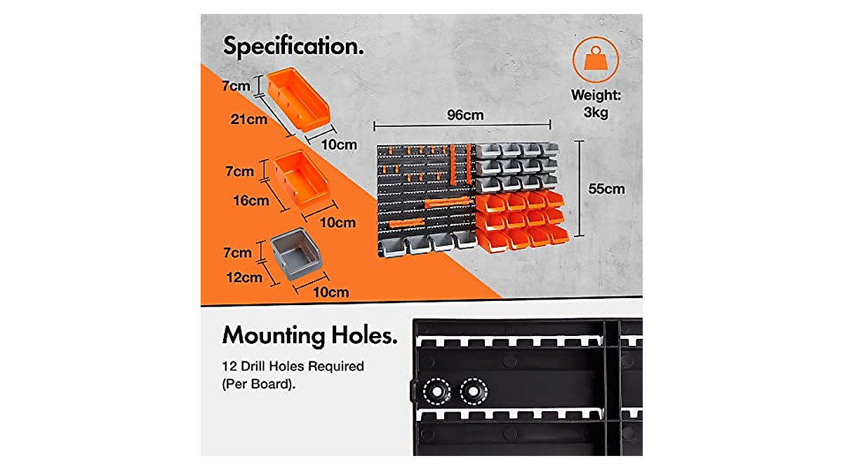 VonHaus 44-Piece Wall Mounted Storage Set