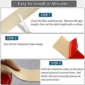 Floor Transition Strip 2" Self Adhesive Flat Vinyl Flooring Transitions Strip with Strong Backing Wood Grain (5cm, 10FT, Maple Wood Grain)