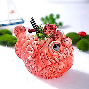 chongjian Tiki Mugs Cocktail,Ceramic Tiki Mug for Exotic Cocktail Glasses,Tiki Bar Professional Hawaiian Party Barware - Great Home Bar Present idea(710ML24ounce)