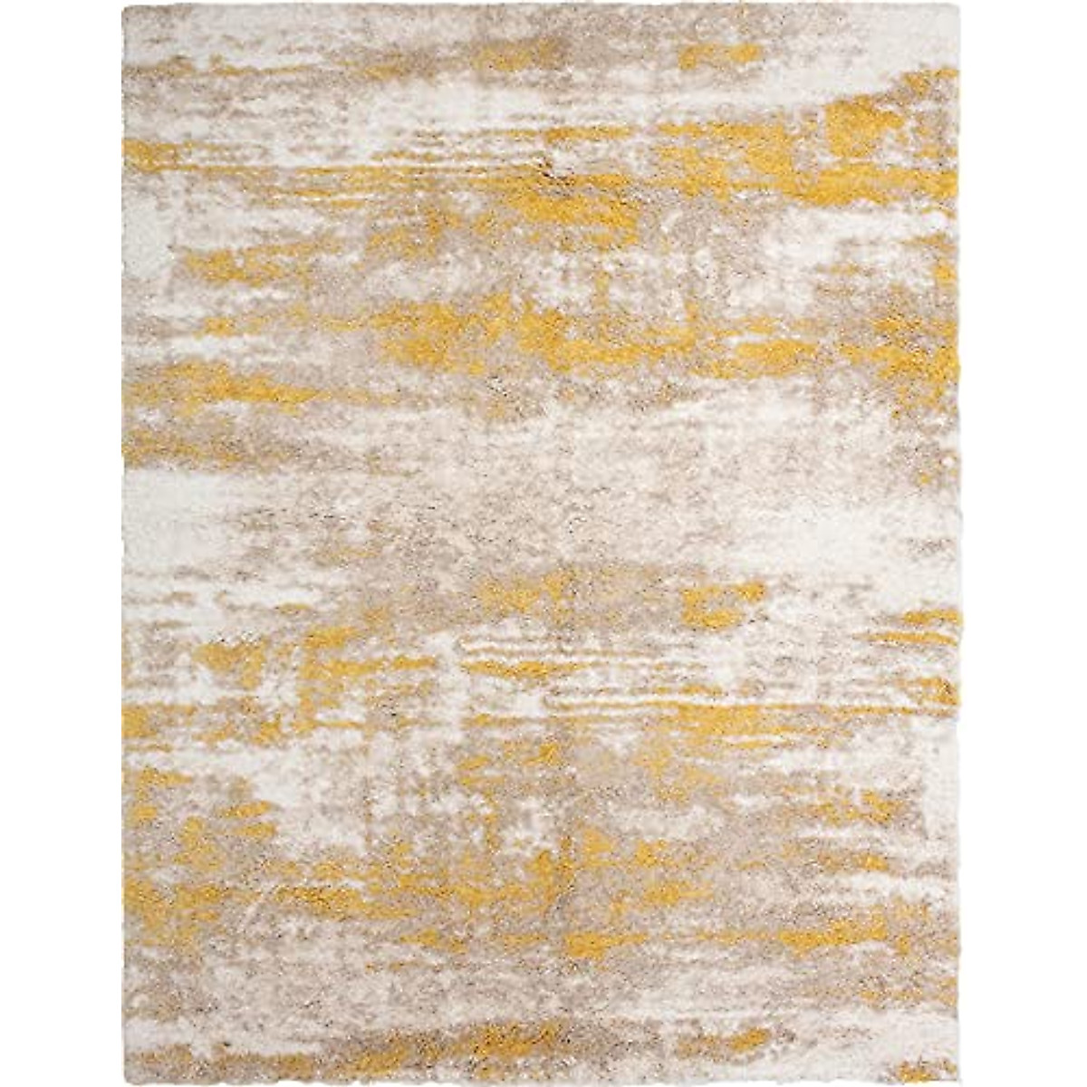 NOORI RUG - Premium & Luxury Imported - Lux Madison Machine Made High Pile Abstract - Rectangle - Gold - Beige - 5' x 8', Bedroom, Living Room